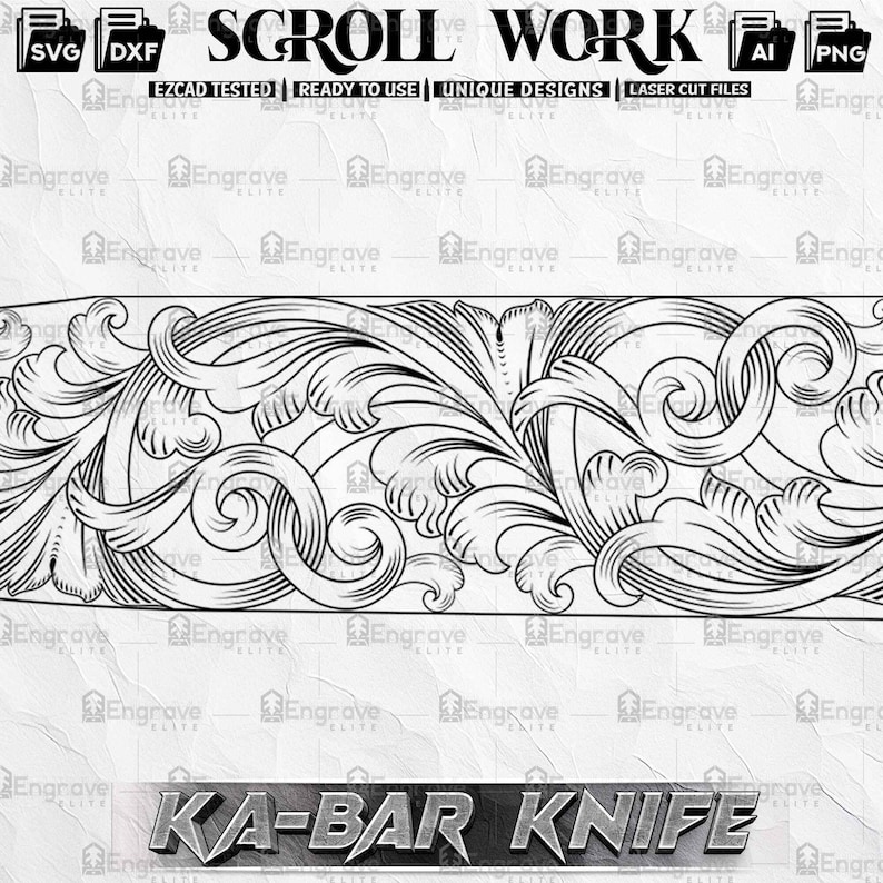 Custom KA-BAR Knife Scroll Work Laser Engraving Files, Scroll Files ...