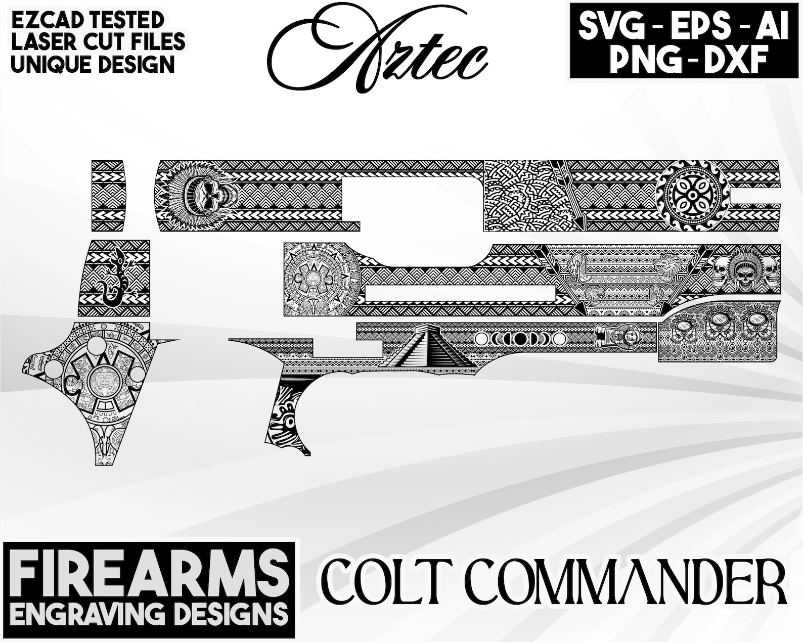 Aztec Pattern Design for Colt Commander Firearms Engraving Decoration ...