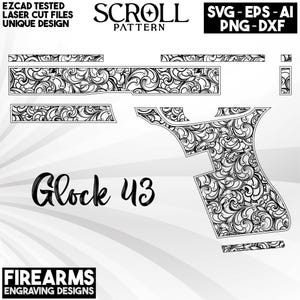 Glock43 Scroll Pattern Laser Engraving Files, Glock Firearms Scroll ...