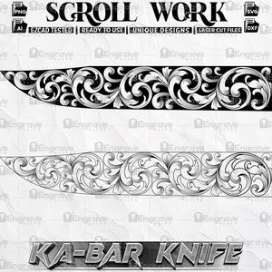 KA-BAR Knife Engraving Design | Scrollwork Blade SVG | Ornate Knife ...