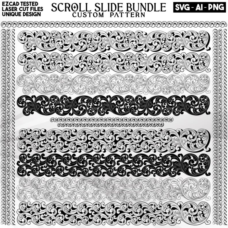 Custom Scroll Work Laser Engraving Design Bundle, Intricate Firearm Patterns, Firearms Scroll ...