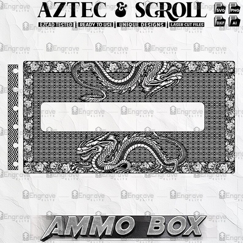 Aztec and Scroll Work Digital Files for Ammo Box Laser Engraving Design ...