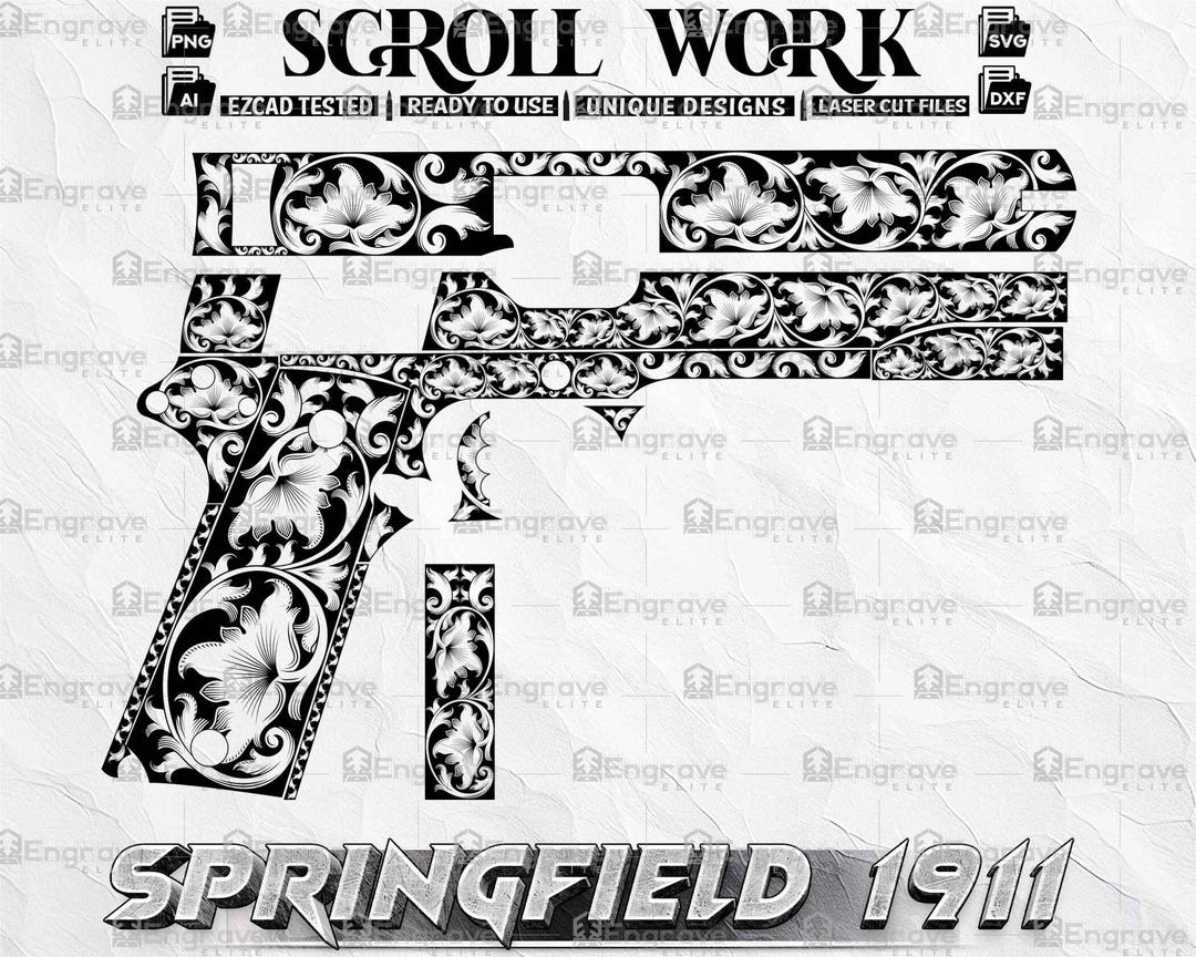 Custom Springfield1911 Scroll Work Laser Engraving Files, Ezcad Files ...