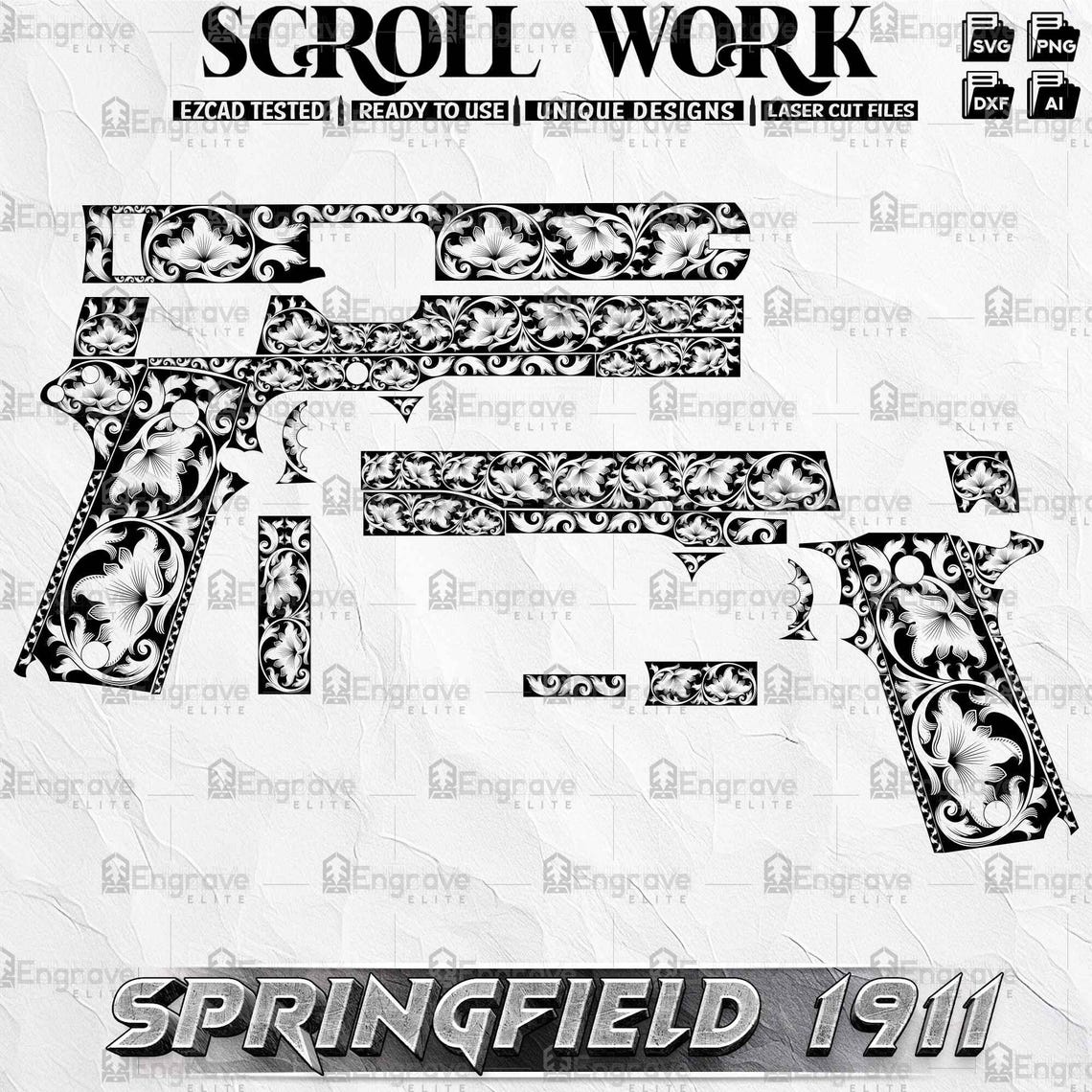 Custom Springfield1911 Scroll Work Laser Engraving Files, Ezcad Files ...