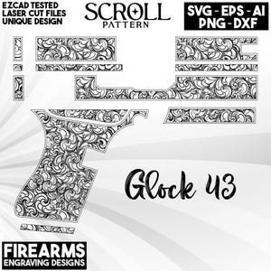 Glock43 Scroll Pattern Laser Engraving Files, Glock Firearms Scroll ...