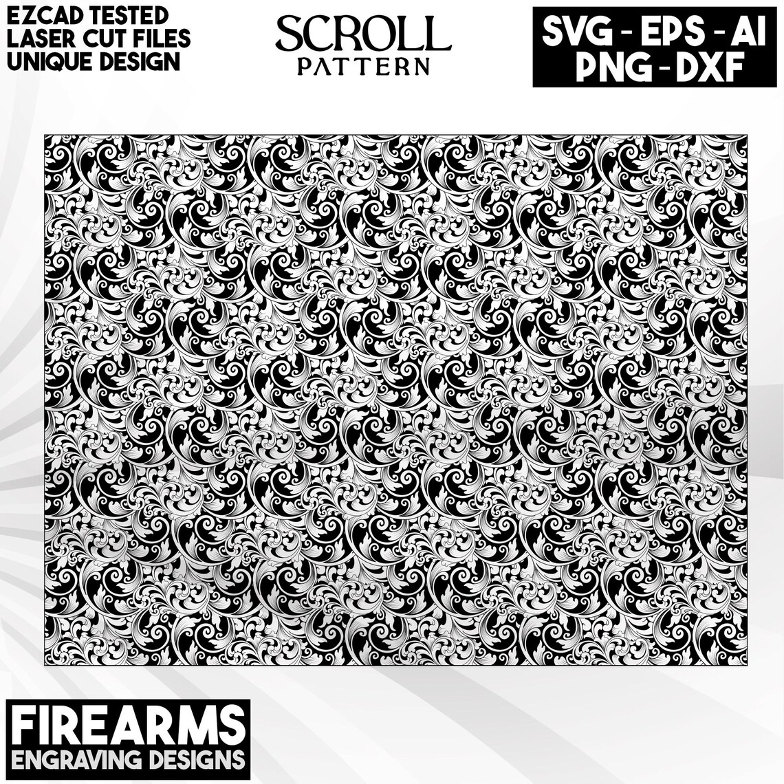 Custom Scroll Work Firearms Laser Engraving Design, Vector Scroll Work ...