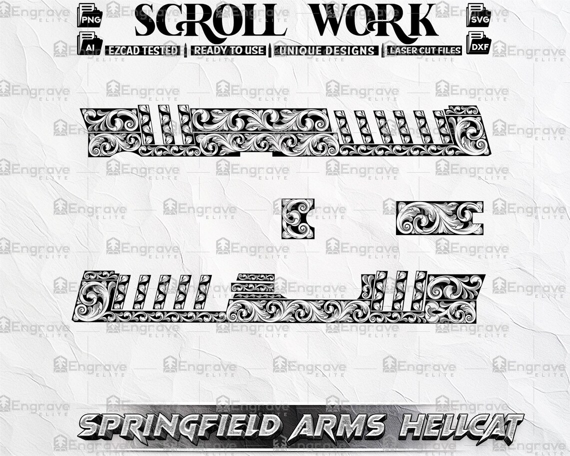 Springfield Hellcat Scroll Work Laser Engraving Design, Scroll Design ...