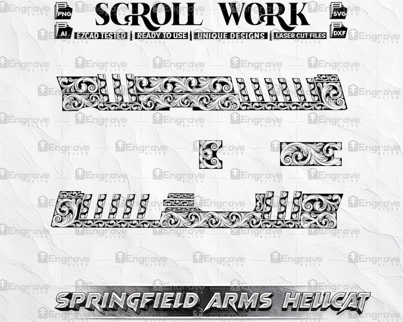 Springfield Hellcat Scroll Work Laser Engraving Design, Scroll Design ...