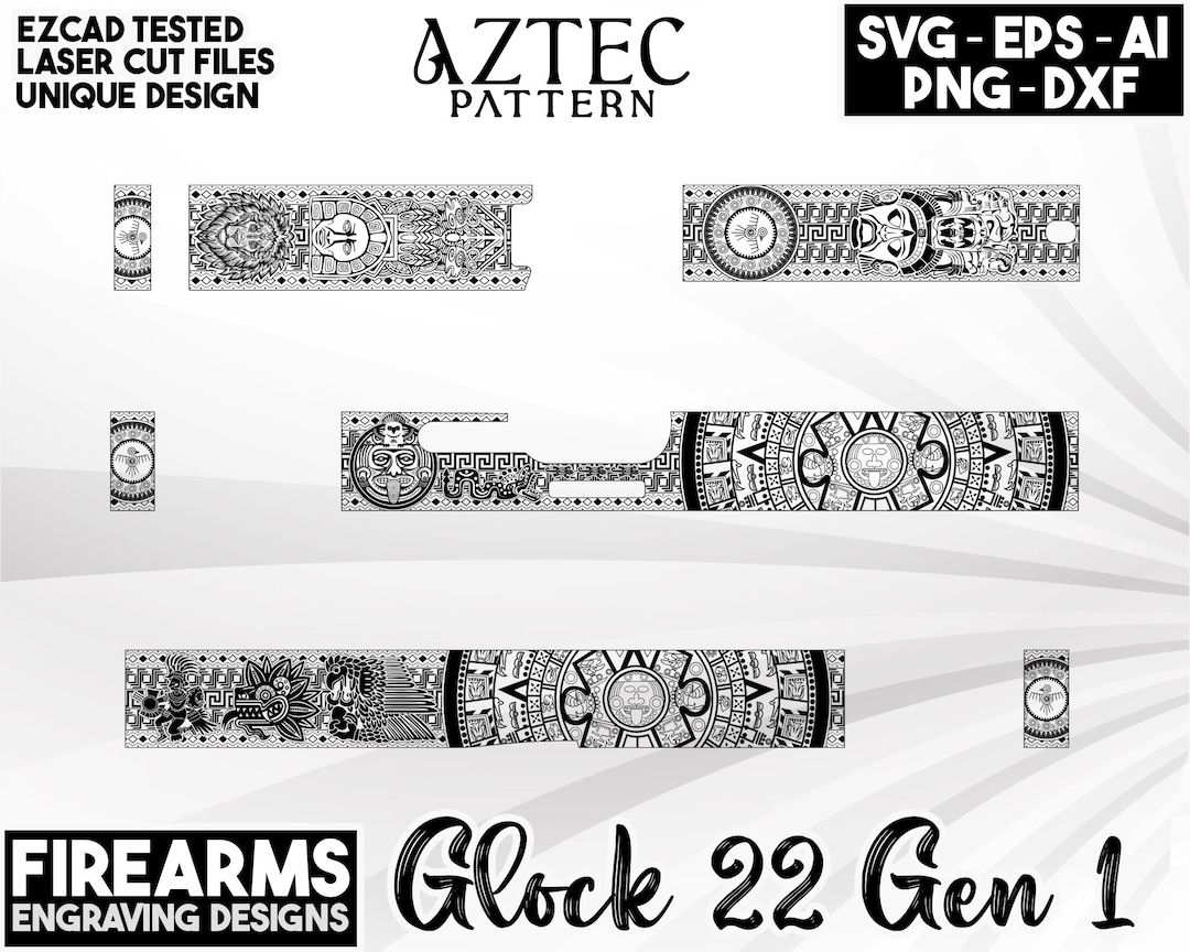 Glock22 Gen1 Aztec Tribal Firearm Laser Engraving Design,aztec Tribal ...