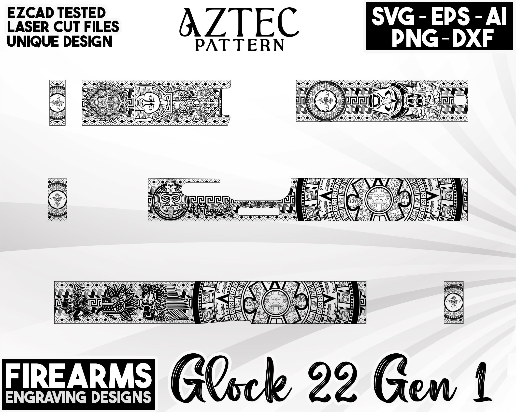 Glock22 Gen1 Aztec Tribal Firearm Laser Engraving Design,aztec Tribal ...