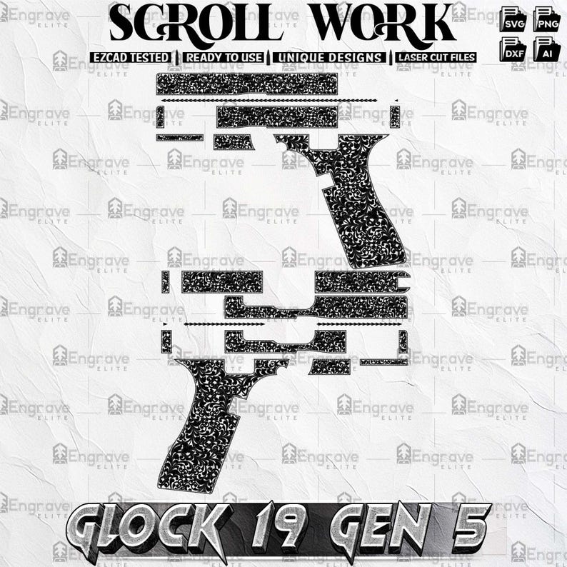 Glock19 Gen5 Custom Scroll Work Pattern Firearms Laser Engraving Design ...