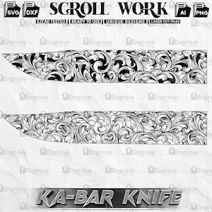 KA-BAR Knife Scrollwork SVG | Laser Engraving Digital File | Ornate ...