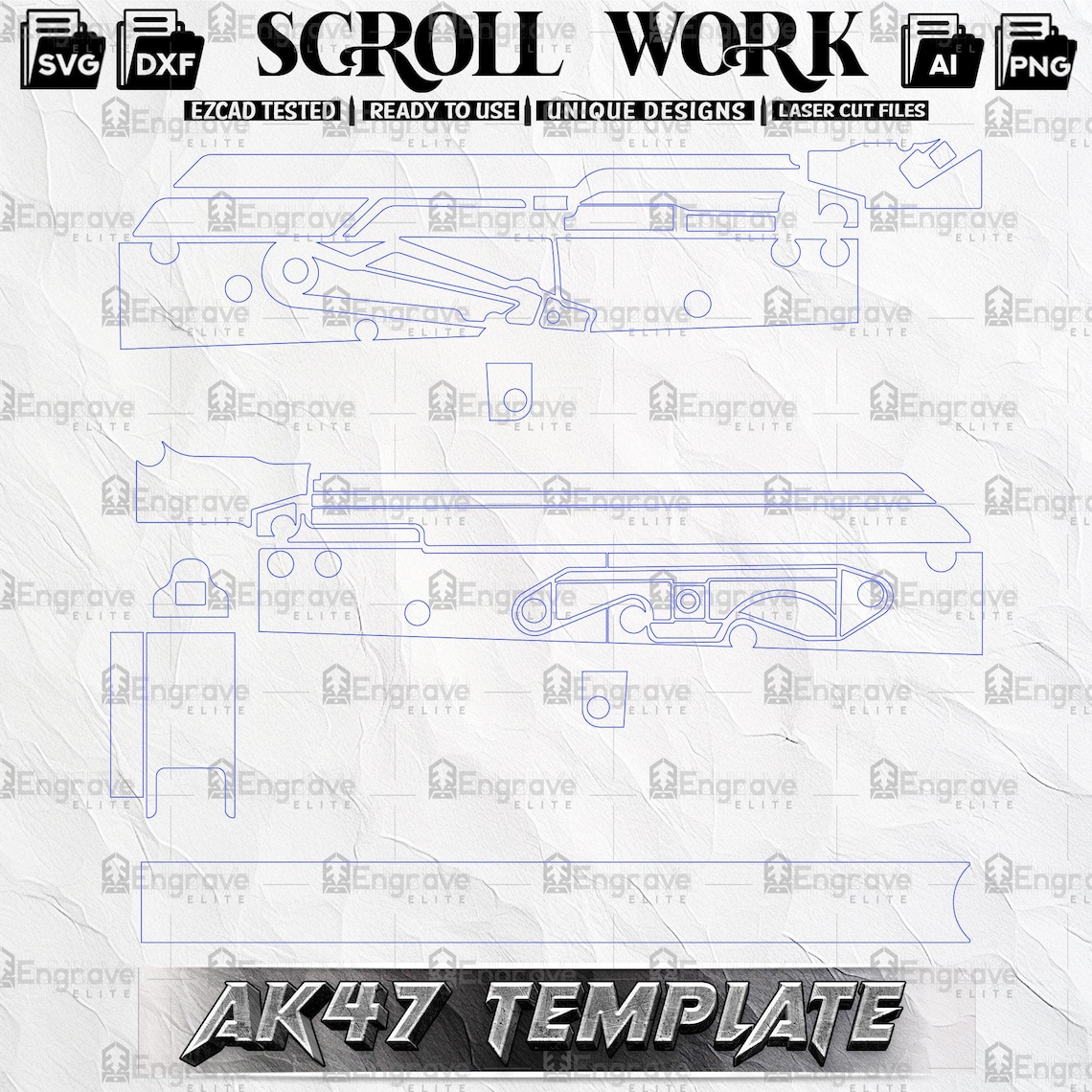 Ak47 Laser Engraving Design Template SVG, CNC Template, Template Files ...