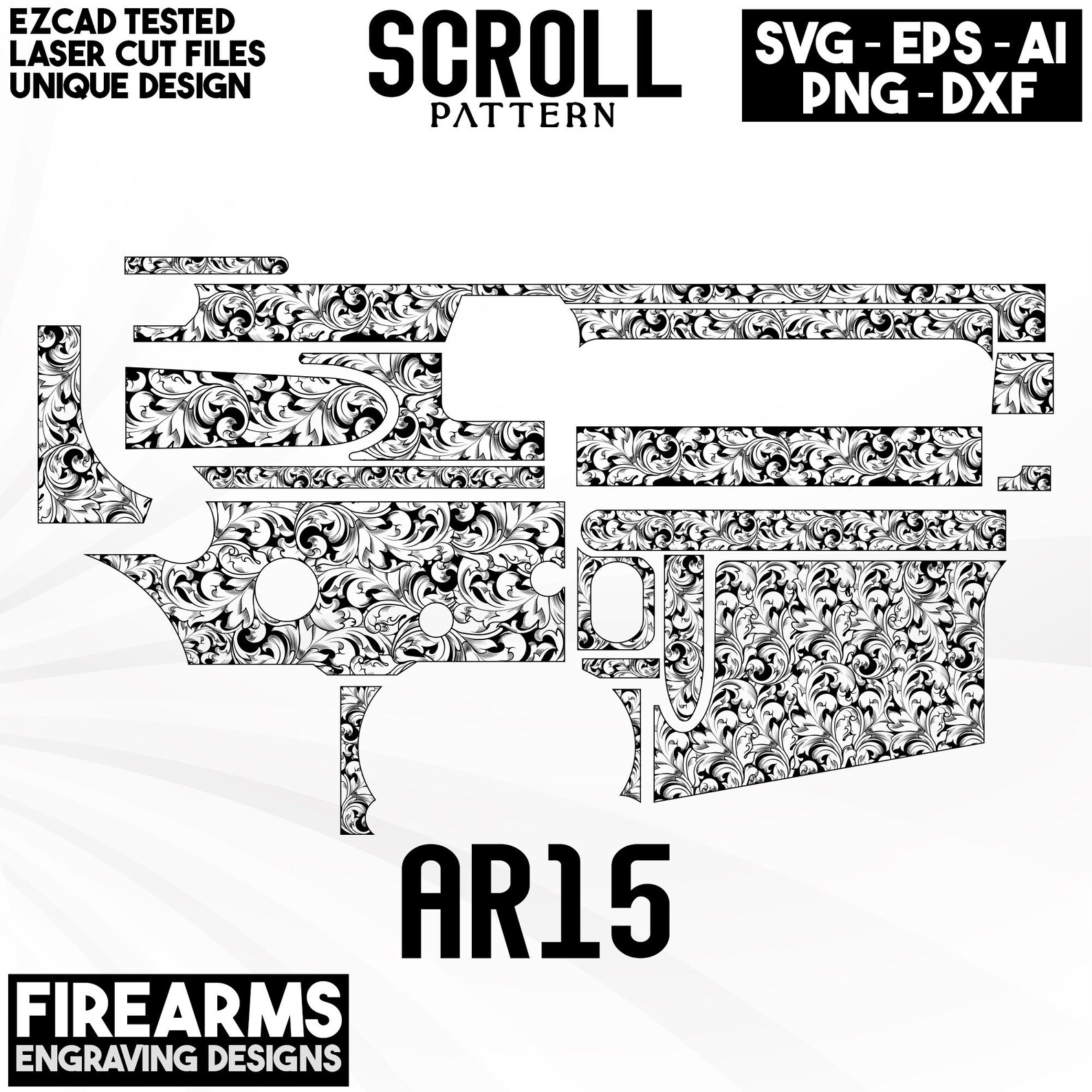 Ar15 Custom Scroll Design, Scroll Work Laser Engraving Design, Ar15 ...