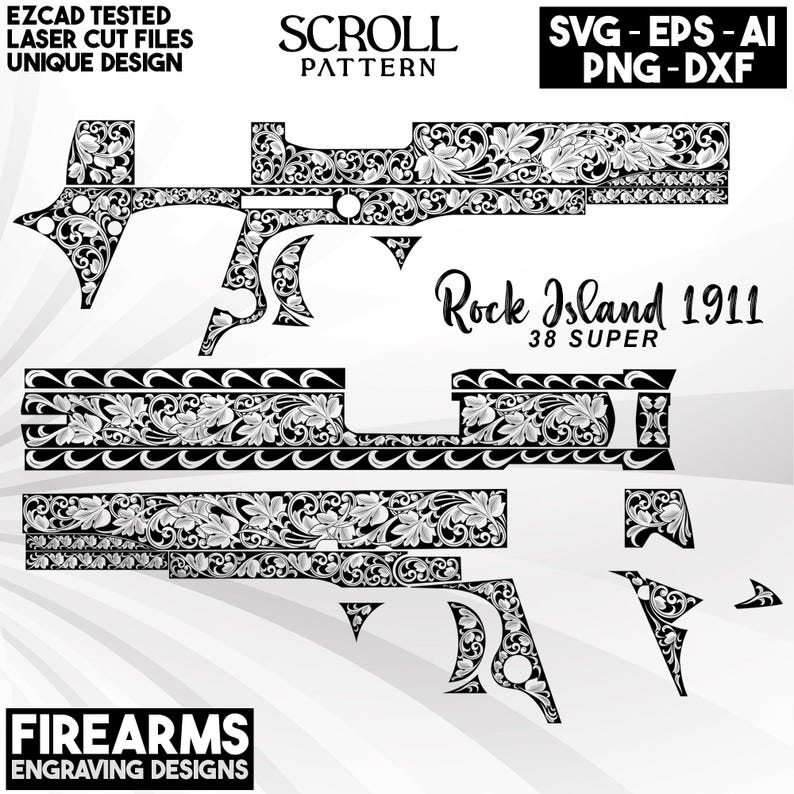 Rock Island1911 Super38 Scroll Work Laser Engraving Files, Scroll Files ...
