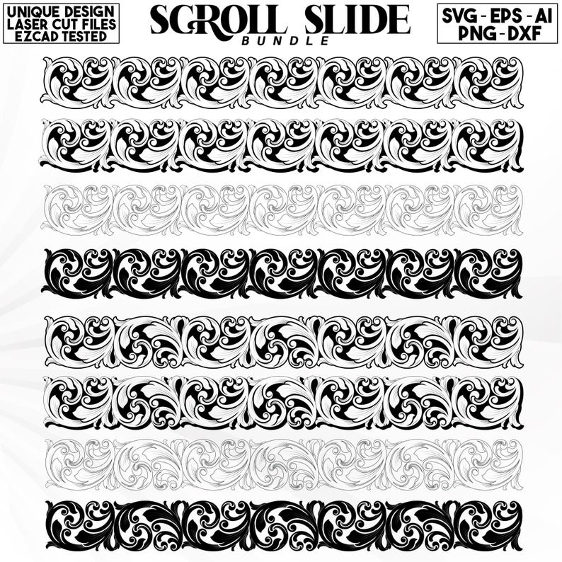 Custom Scroll Slide Pattern Laser Engraving Design,svg File,pattern ...