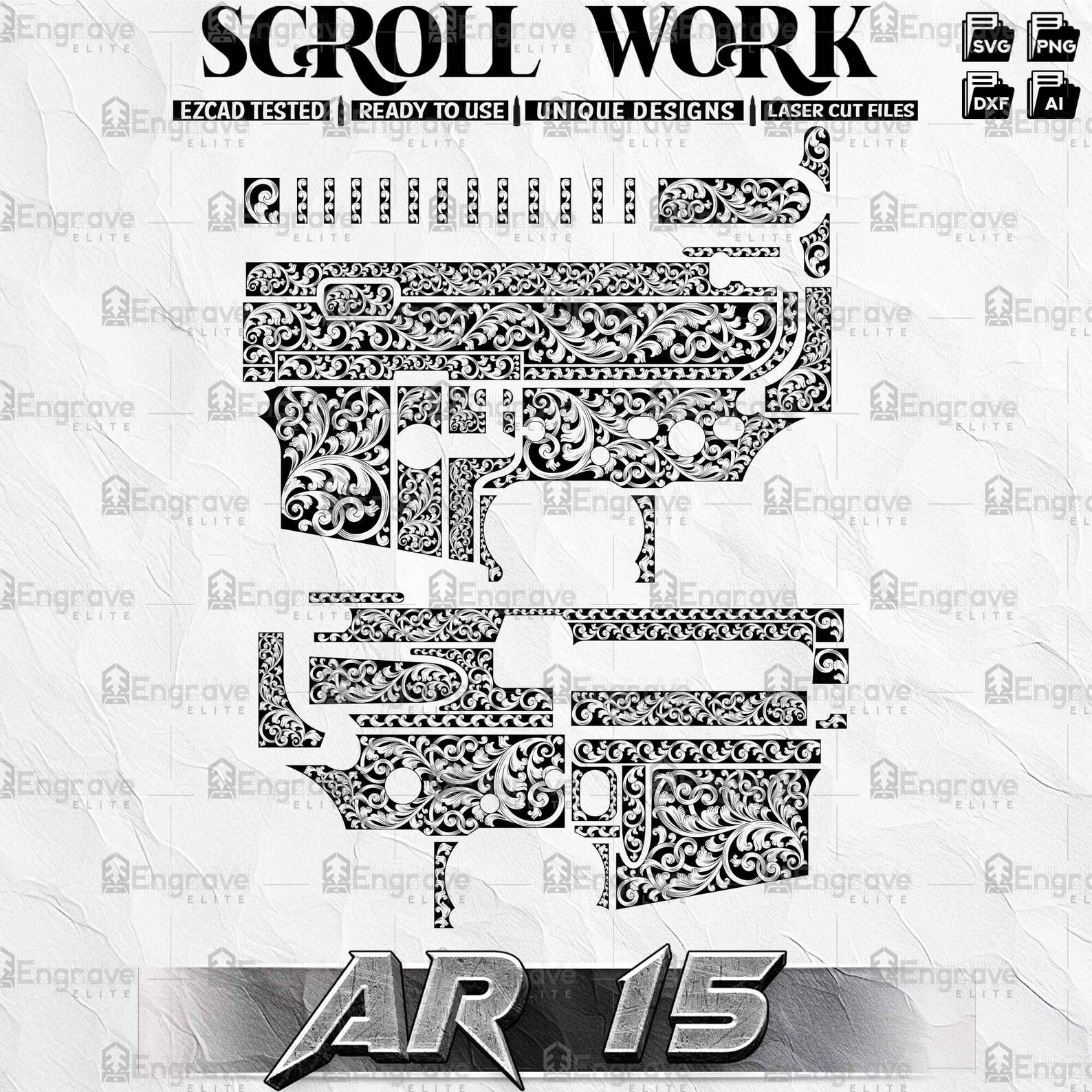 Custom AR-15 Firearm Scroll Work Laser Engraving Files | Intricate ...