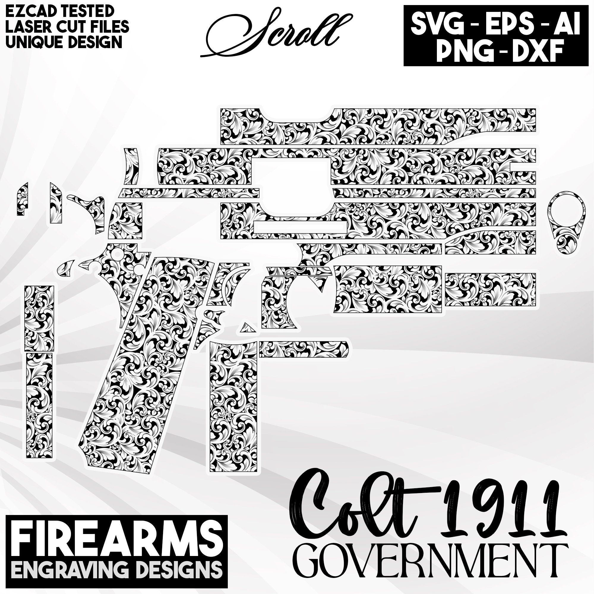 Colt Government Scroll Pattern Design, Laser Engraving Scroll Work ...