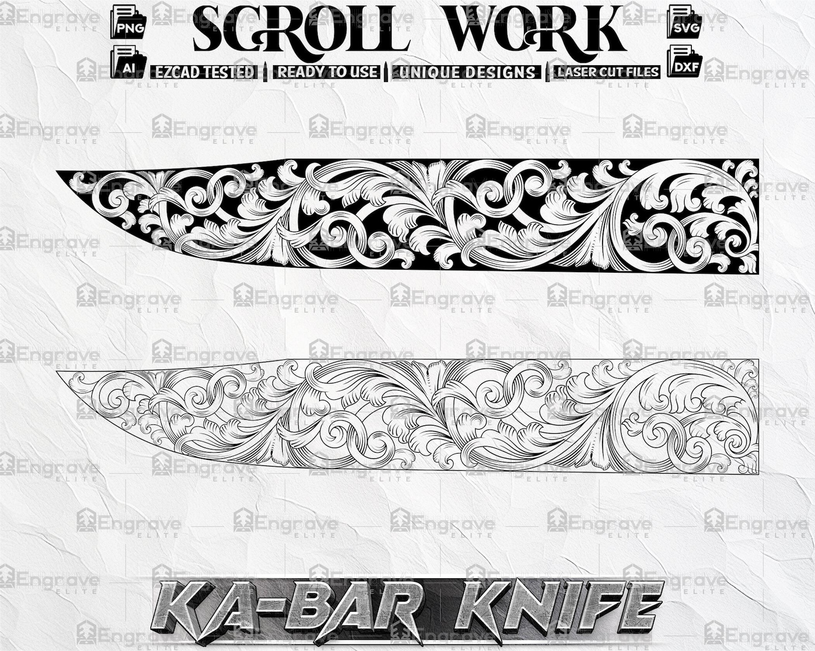 Custom KA-BAR Knife Scroll Work Laser Engraving Files, Scroll Files ...