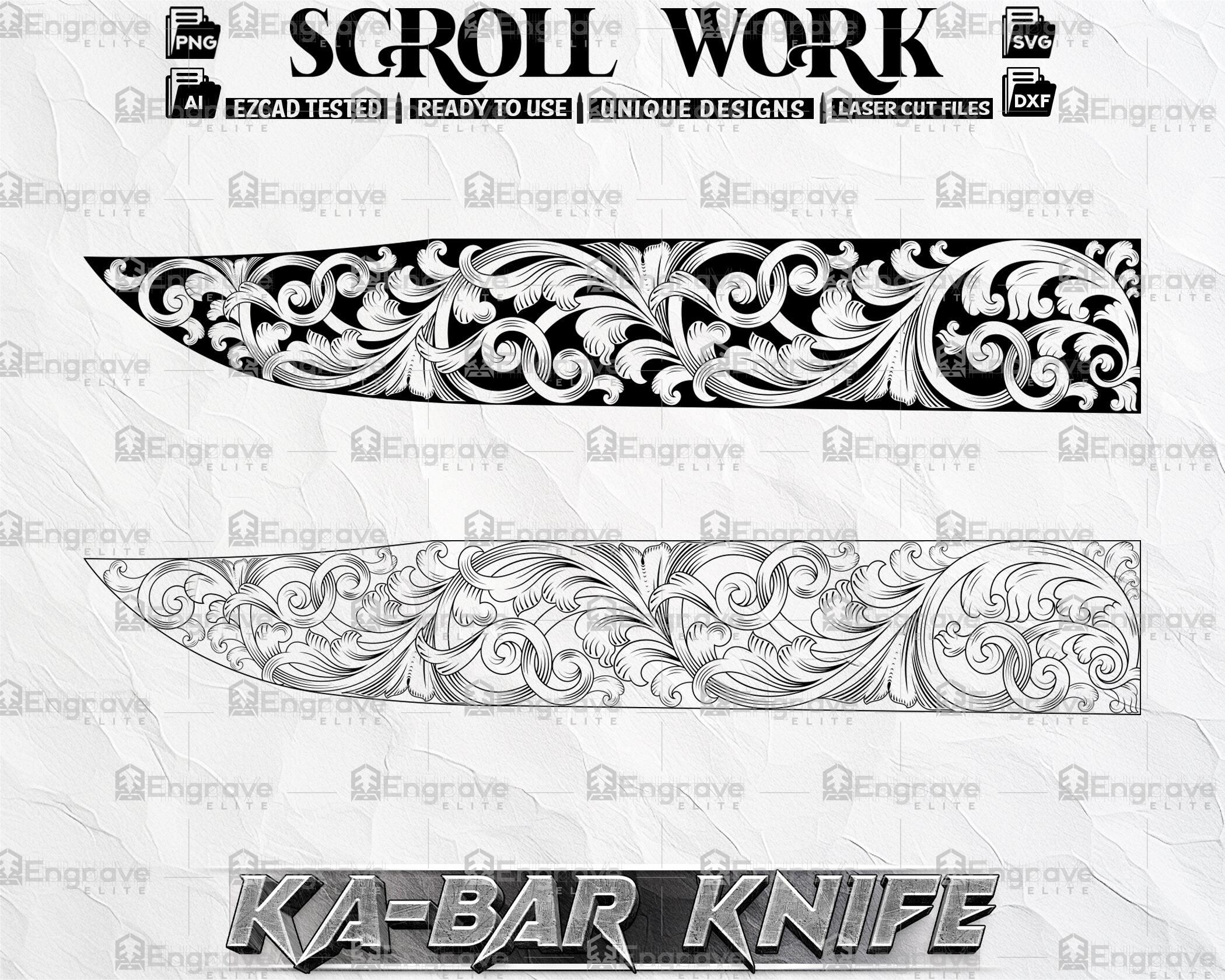 Custom KA-BAR Knife Scroll Work Laser Engraving Files, Scroll Files ...