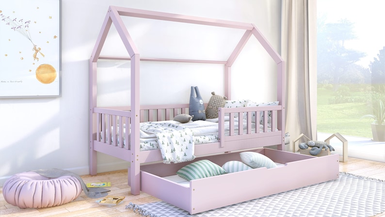 Montessori House Bed With Drawer, Hausbett Mit Schublade, Lit Maison ...