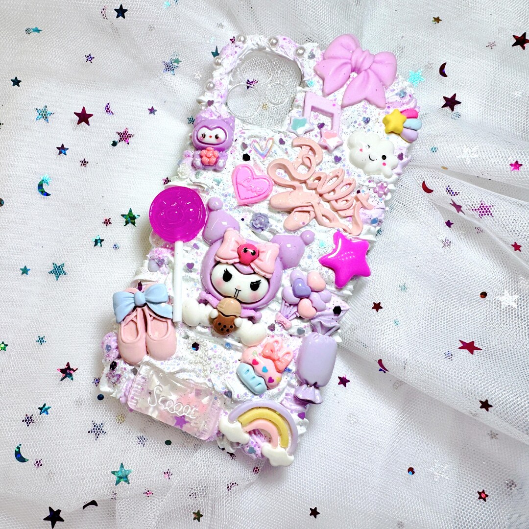 Kawaii Sanrio Kuromi Decoden Phone Case Any Device Cute Decora Custom ...