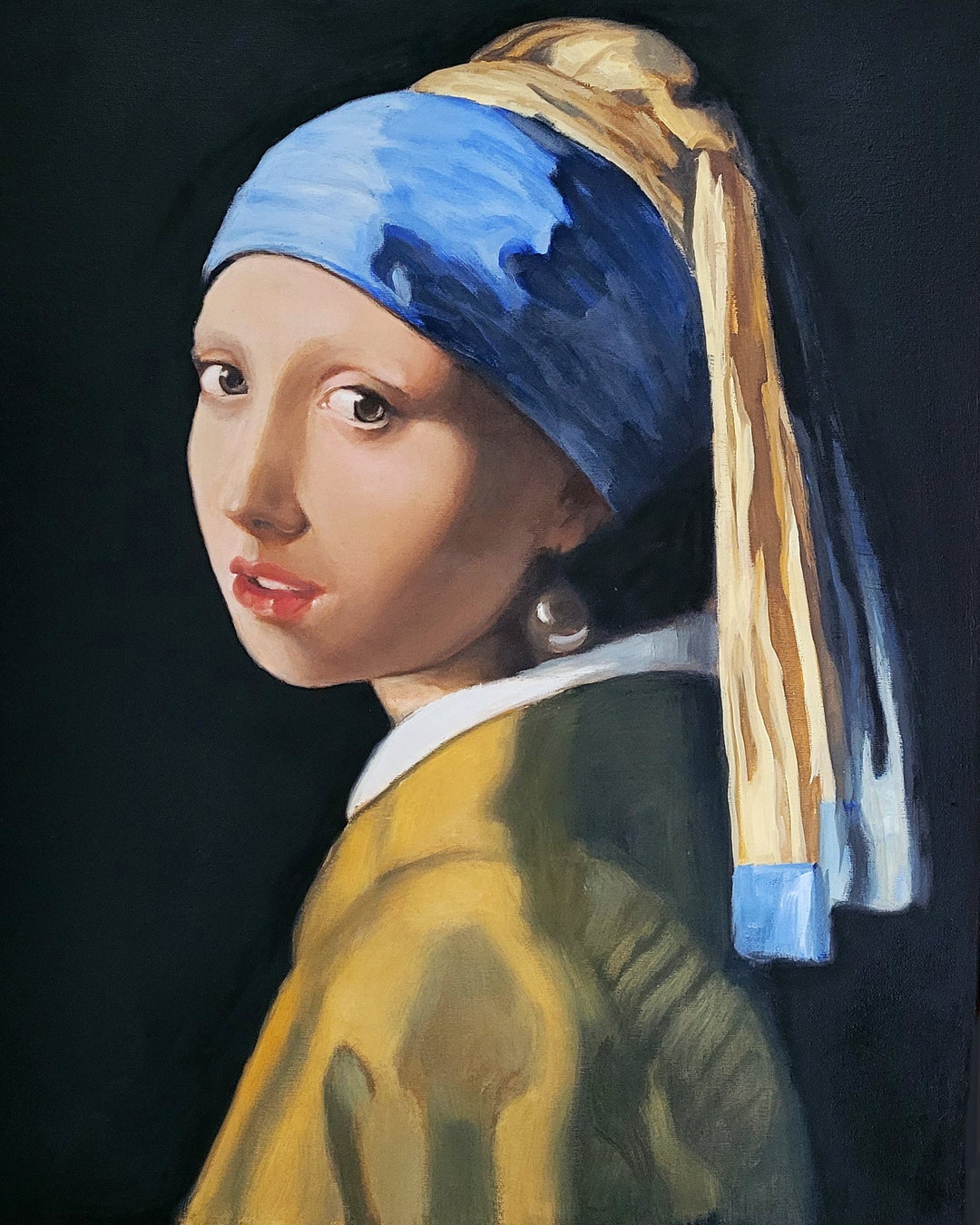 Girl With a Pearl Earring, Vermeer, Original Painting, Handmade ...