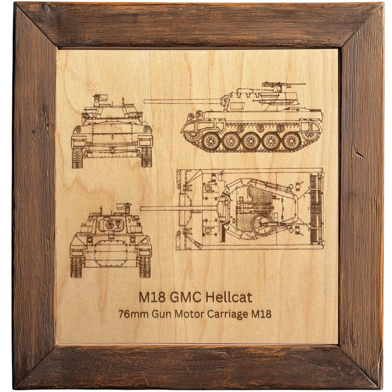 M18 Hellcat Tank Destroyer Wooden Engraving | WWII Military Vehicle ...