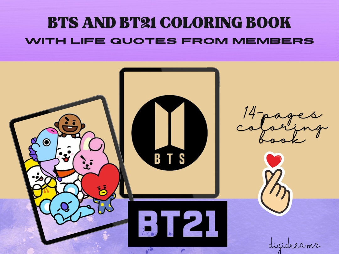 BTS and BT21 Coloring Book With Life Quotes From the Members - Etsy