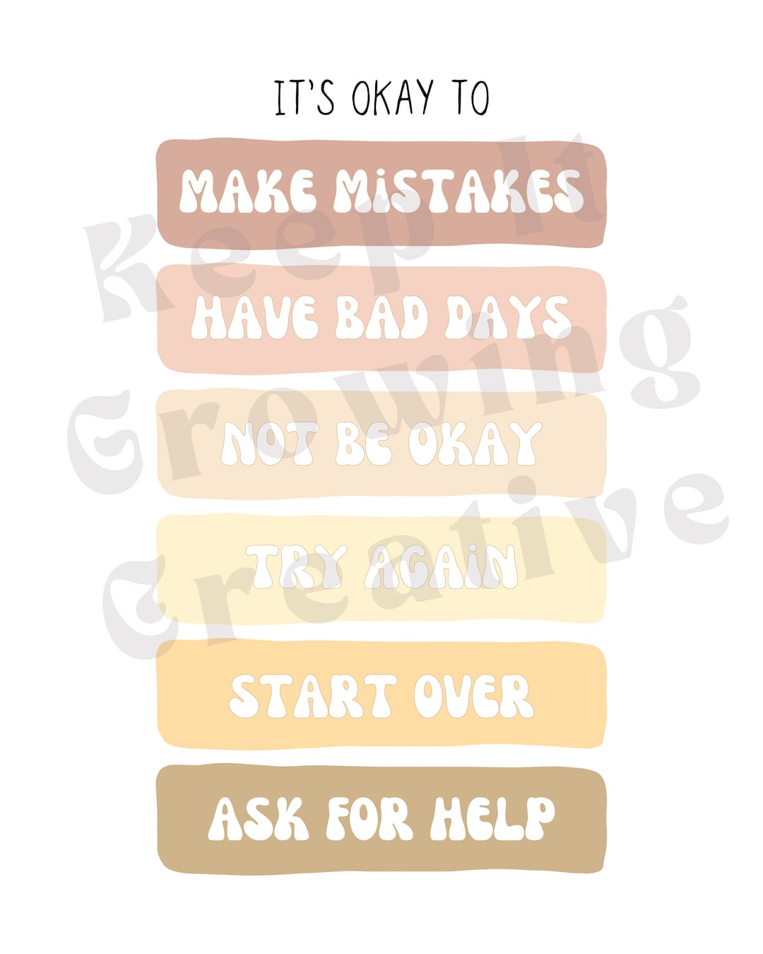 It's Okay to Make Mistakes Printable - Mental Health Print - Digital ...