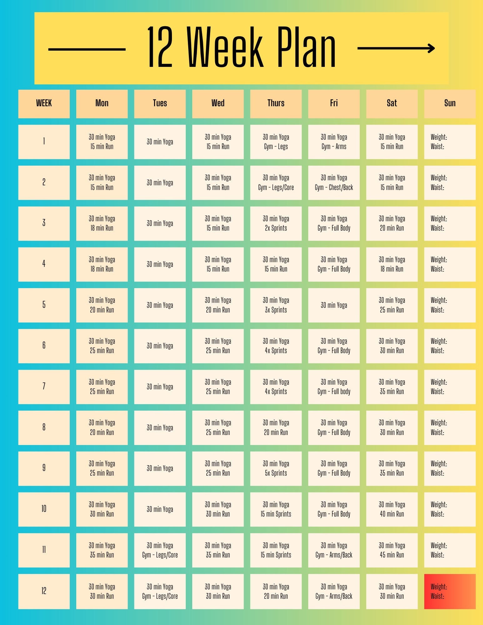 12 Week Weight Loss Plan - Etsy