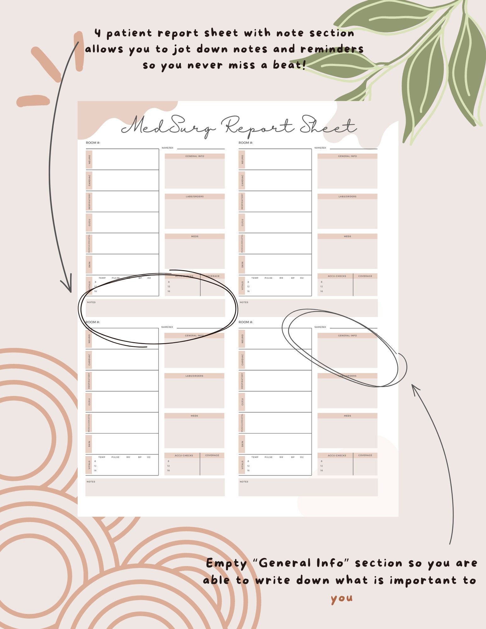 Medsurg Report Sheet Bundle | Minimalist Report Sheet | Aesthetic ...