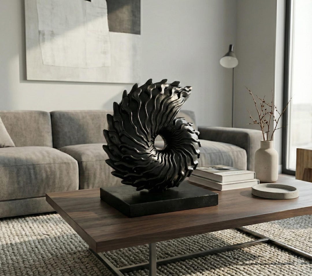 Modern Abstract Sculpture, 3D Printed Dynamic Nautilus Shell ...