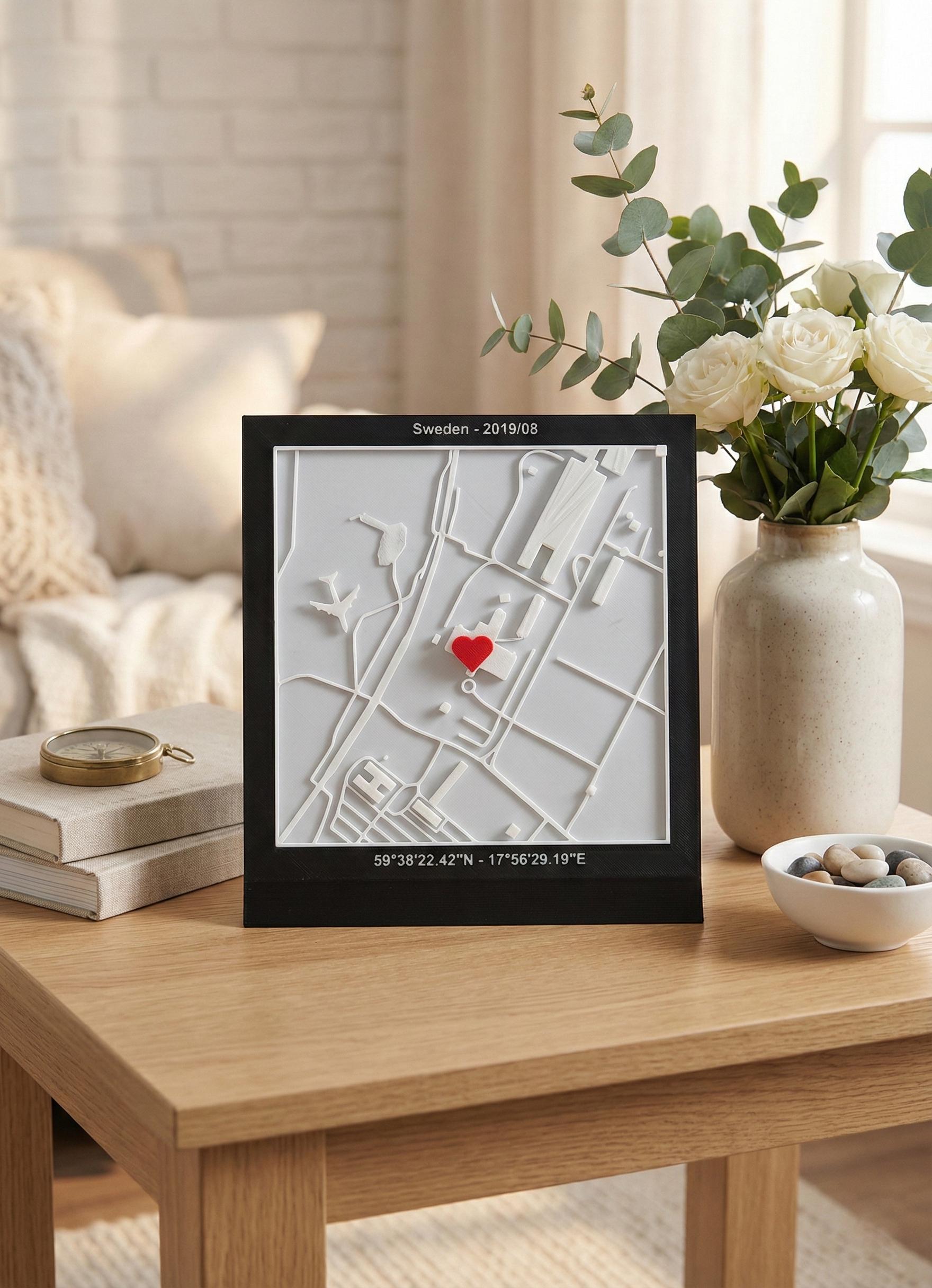 Personalized 3D Relief Map in Frame, Custom Travel Memory Gift ...