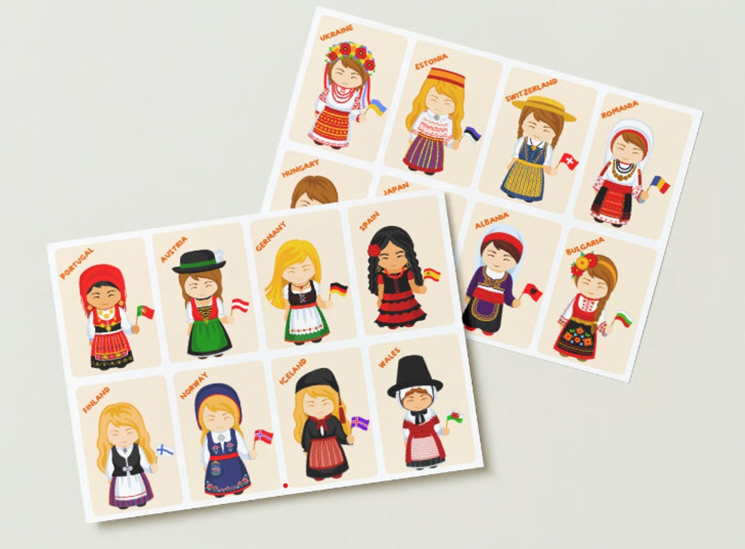National Costume Flashcards, Costume and Flag, Printable Flashcards ...