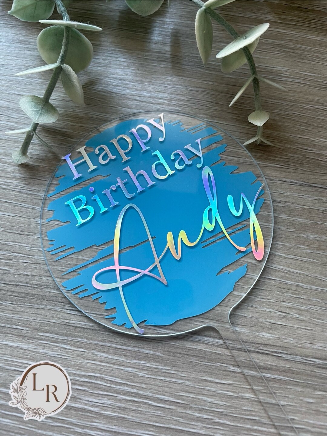 Personalised Birthday Cake Topper / Name / Acrylic Round / Birthday ...