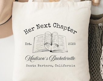 Book Lover Bachelorette Totebag Her Next Chapter Bridal Party Totes ...