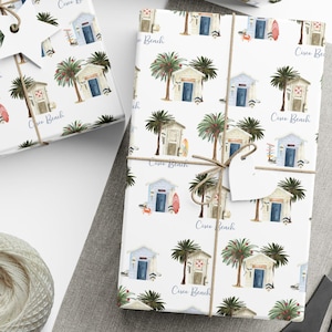 Custom Beach Wrapping Paper Roll and Sheets Beach Houses Christmas Gift ...