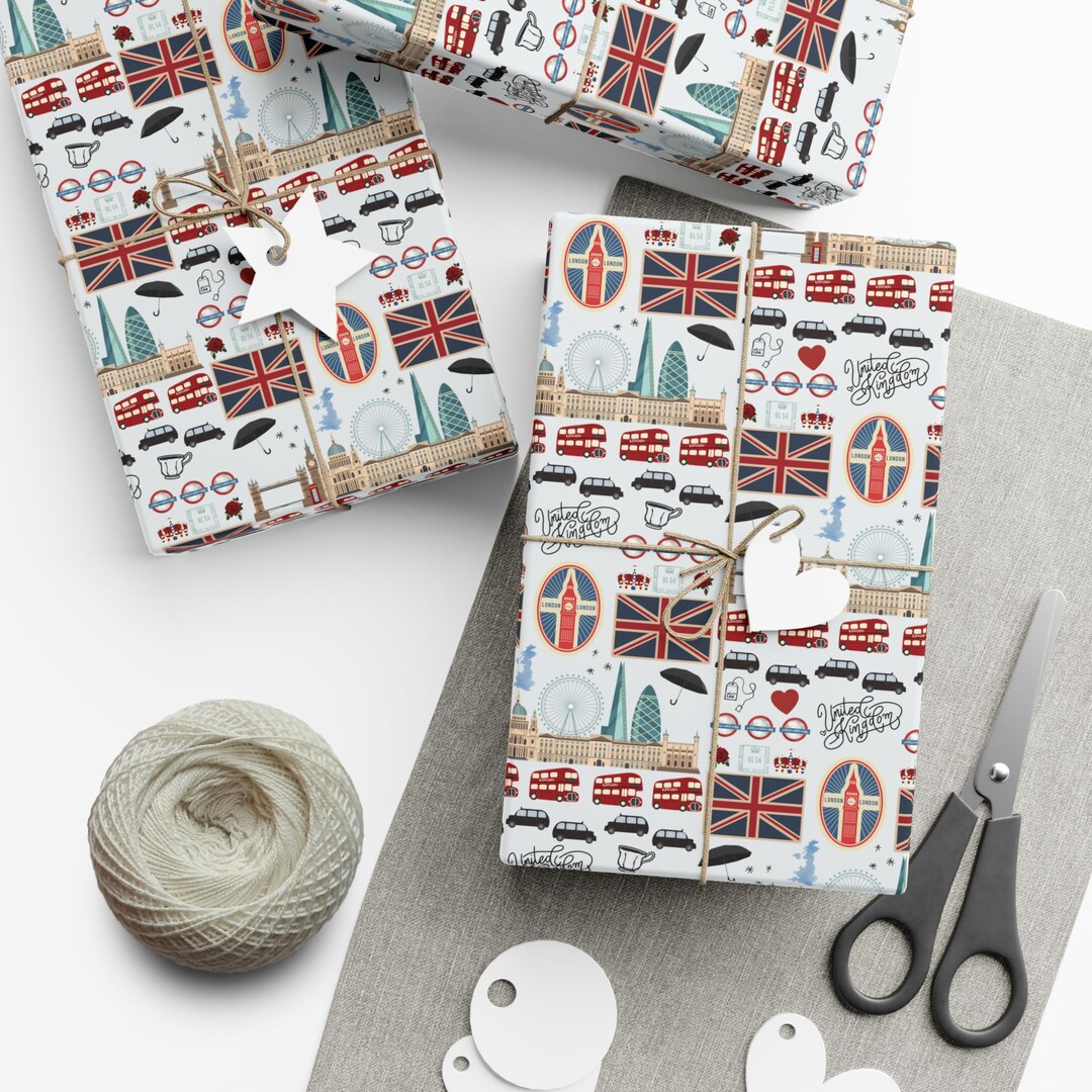 London Wrapping Paper British Gift Wrap England Gift Wrap Paper Gift ...