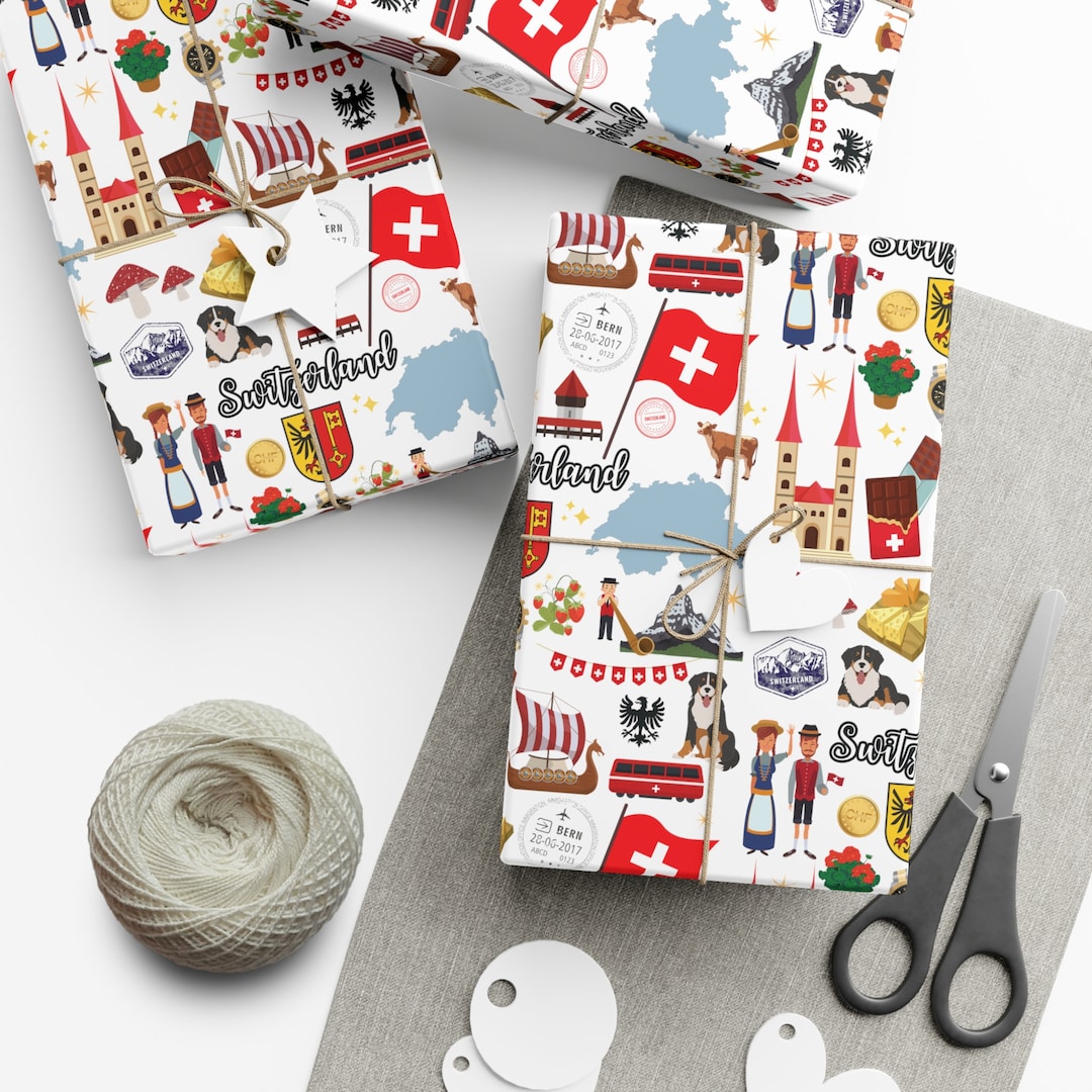 Switzerland Wrapping Paper Roll and Sheets | Swiss Birthday Party ...