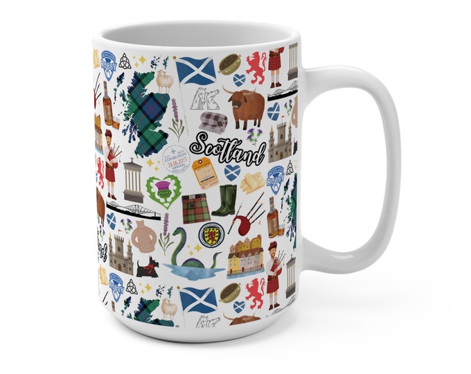 Scottish Highlander Cow Extra Large Ceramic Mug, Handmade Stoneware Mug ...