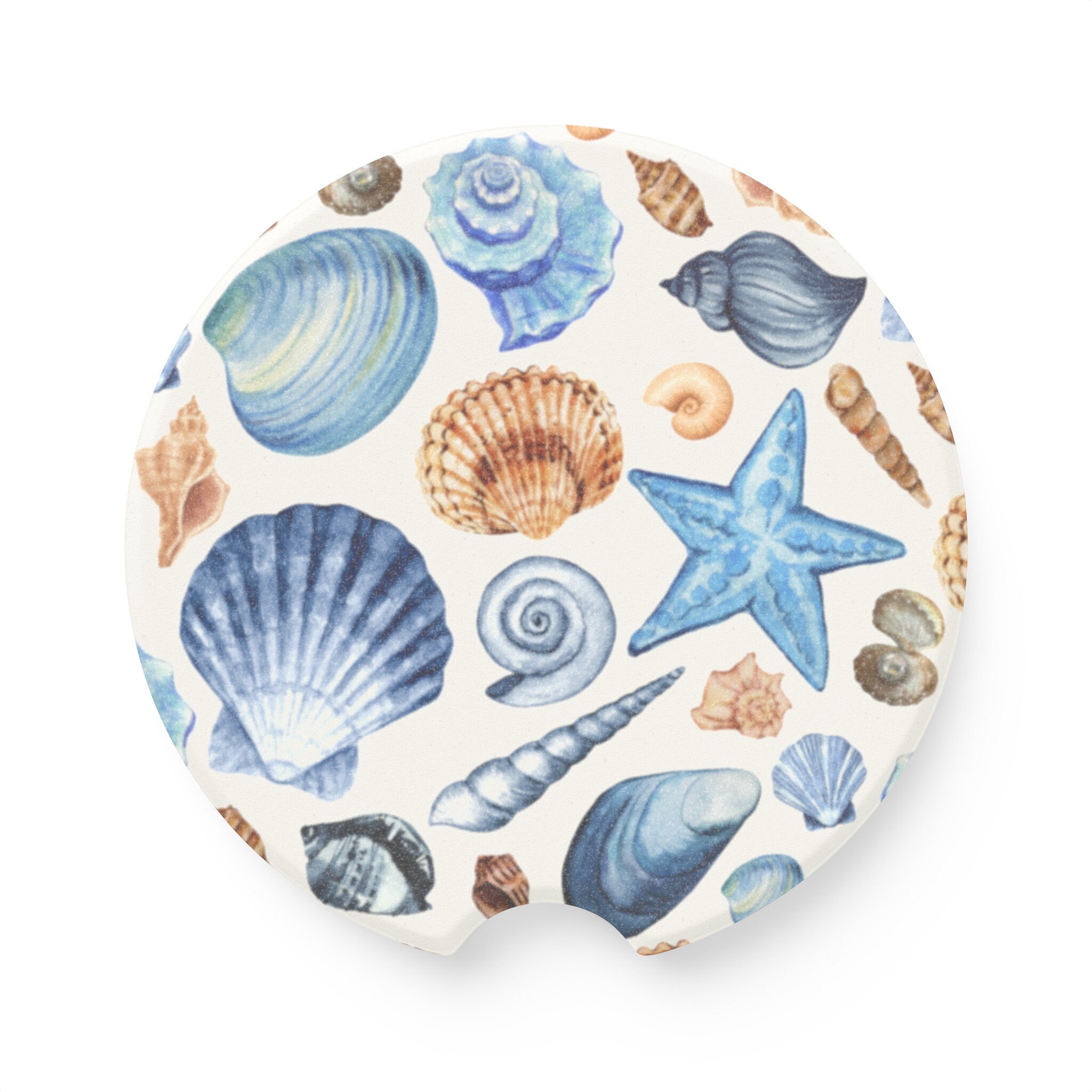 Beachy Car Coasters Soapstone Car Coaster Beach Gift Sea Shells Cup ...