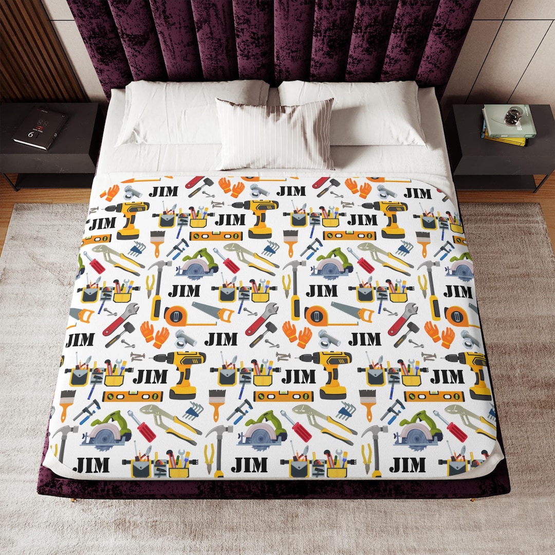 Handyman Sherpa Blanket Custom Tools Soft Fleece Blanket Cozy Mechanic ...