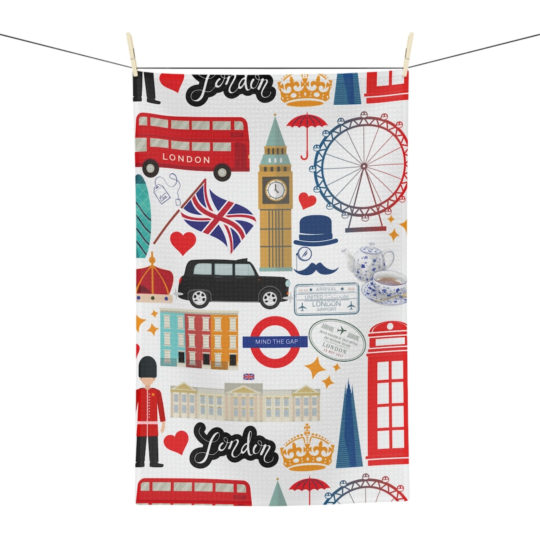 London Gift Soft Tea Towel | London Landmarks | British Towel | London ...