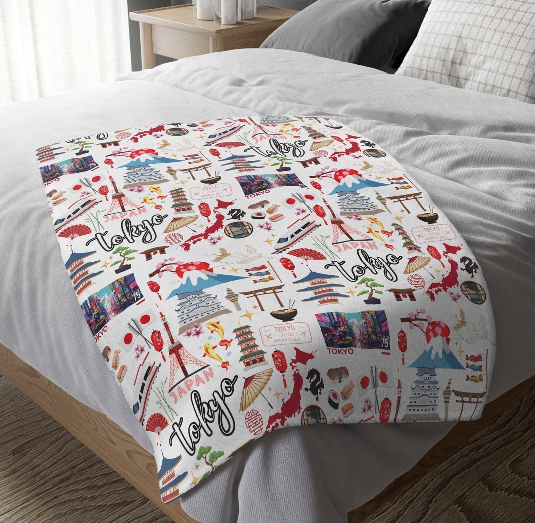 Tokyo Japan Velveteen Minky Blanket | Tokyo Japan Blanket | Tokyo Japan ...