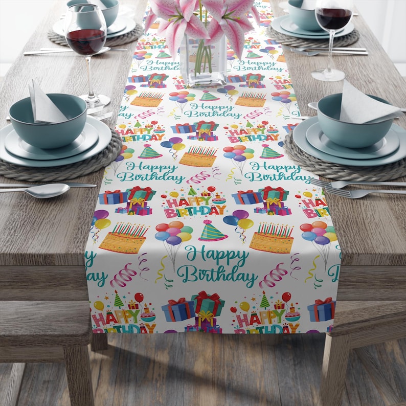 Birthday Table Runner, Birthday Party Decor, Balloon Table Runner ...