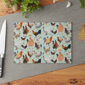 Chicken Cutting Board | Chicken Theme Glass Cutting Board | Chicken ...