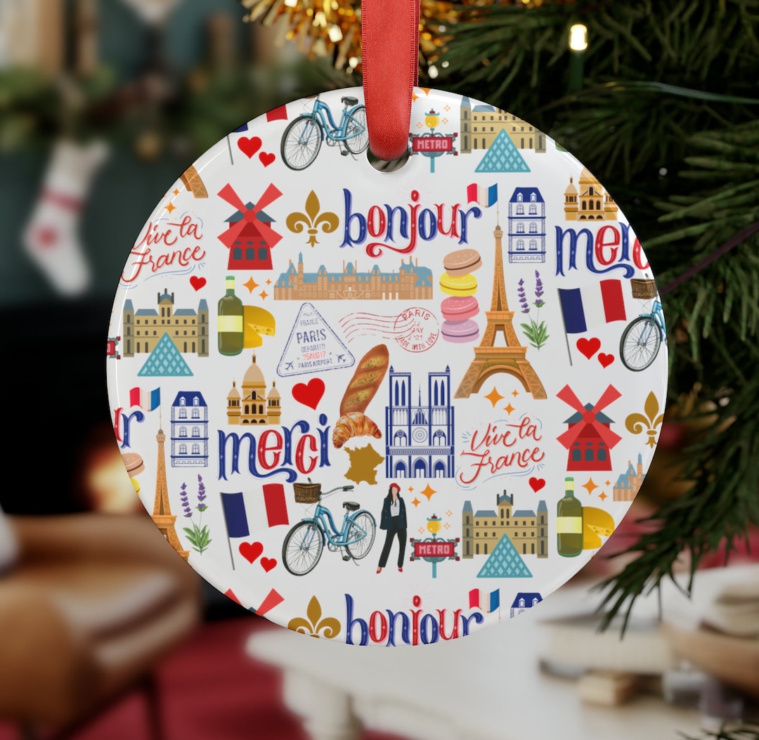 Paris Christmas Ornament France Gift Paris Acrylic Ornament Gift Tag ...