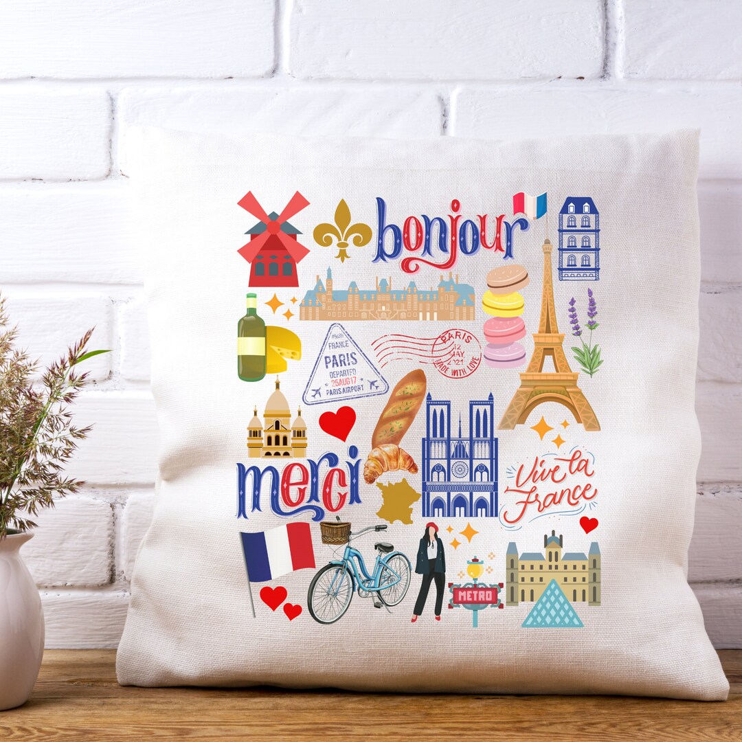 Paris Pillow Paris Spun Polyester Square Pillow Paris Decor Paris ...