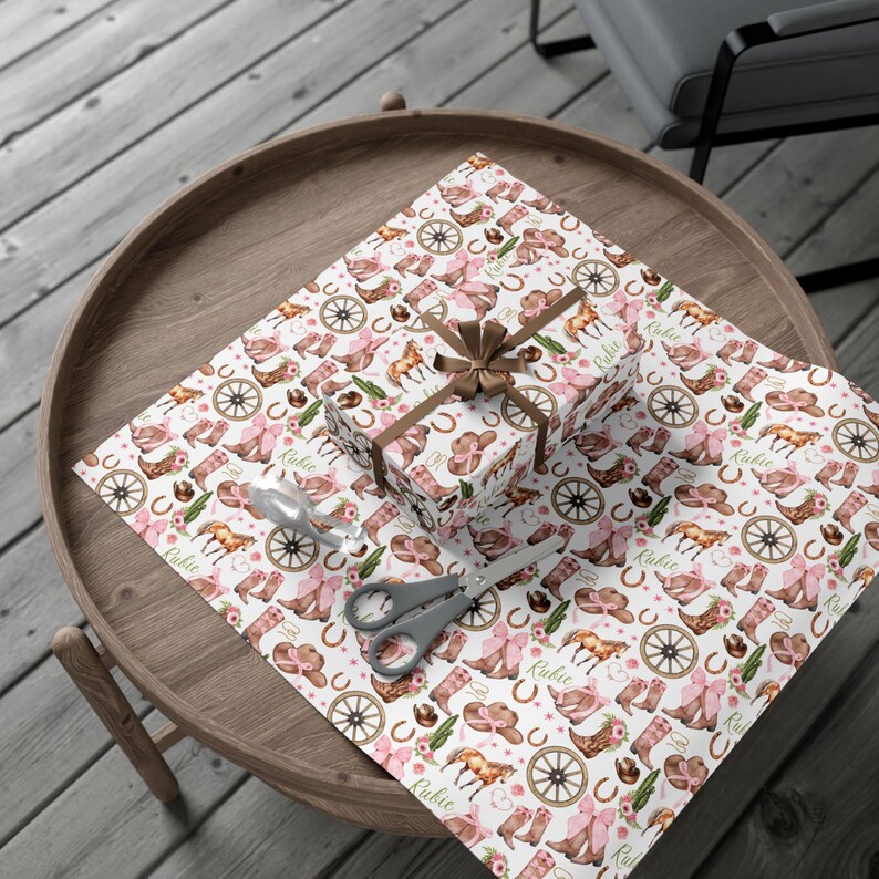 Custom Cowgirl Wrapping Paper Pink Custom Cowgirl Birthday Party ...